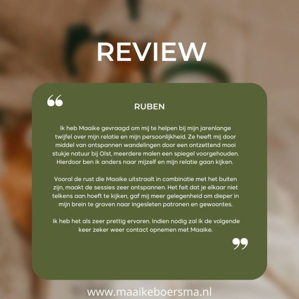 Aanbeveling van Ruben - Buitentherapeut | Maaike Boersma